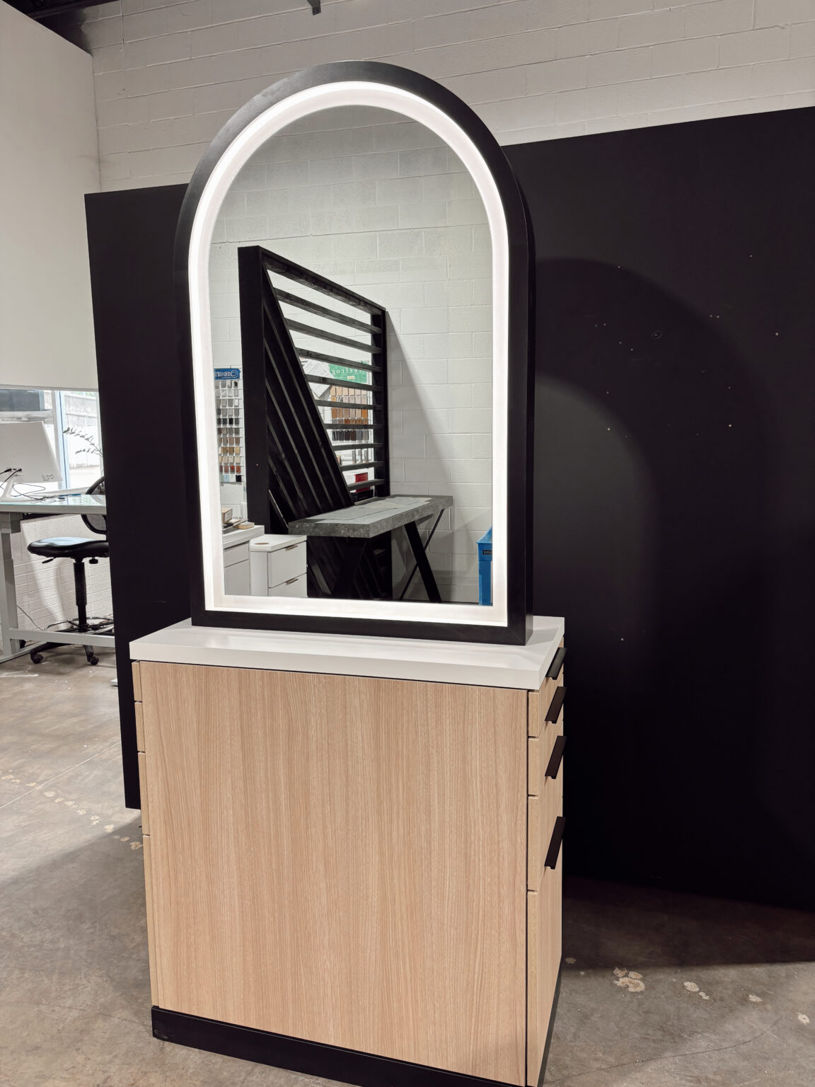 Melrose Double Sided Station with LED Mirrors | DSM Designs