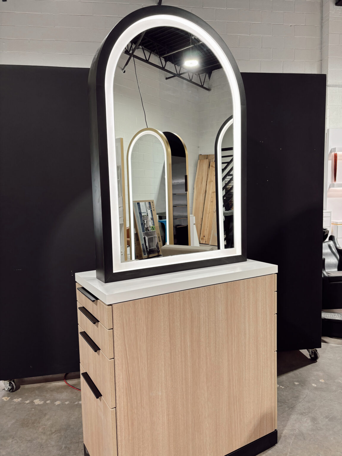 Melrose Double Sided Station with LED Mirrors | DSM Designs